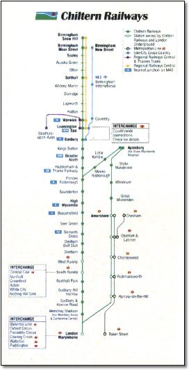 Chiltern train / rail map